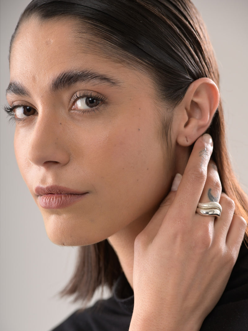 Sterling Silver Stacking Domed Ring - Set of Two