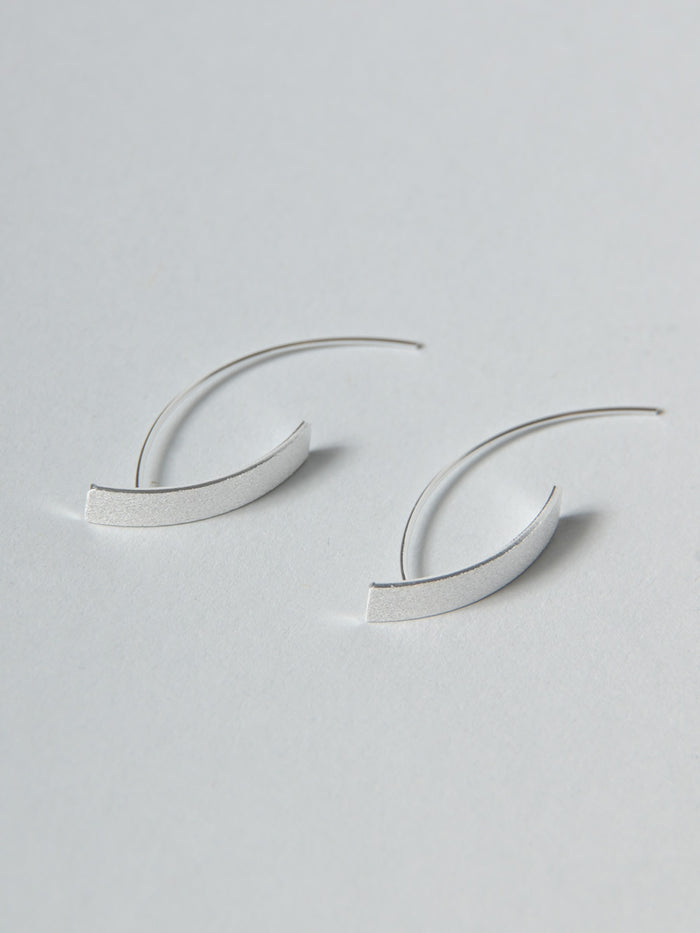 Sterling Silver Thread Through Curved Bar Earrings