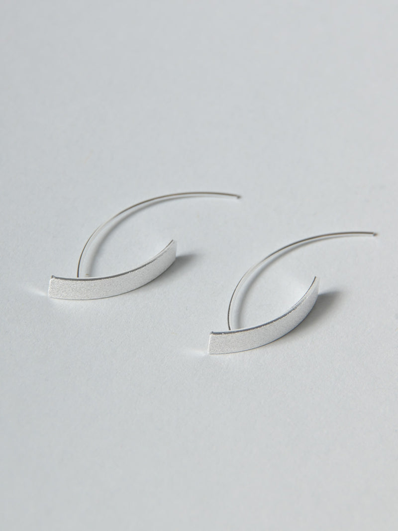 Sterling Silver Thread Through Curved Bar Earrings