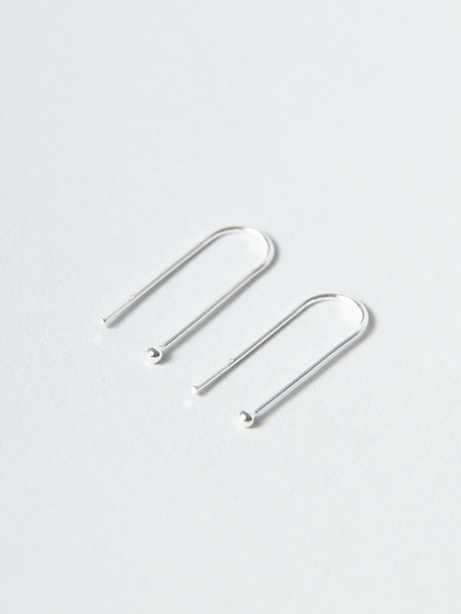 Sterling Silver Thread Through Earrings with Tiny Sphere - Forgotten Tribes