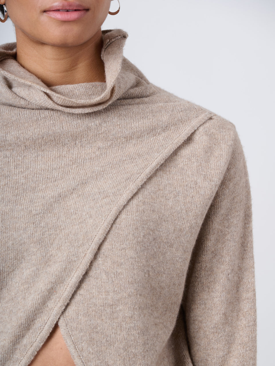 Merino Wool Blend Wrap Front Sweater